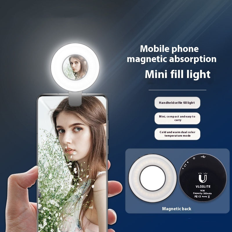 Magnetic Selfie Ring Light with Mirror – Portable LED Fill Light for ...